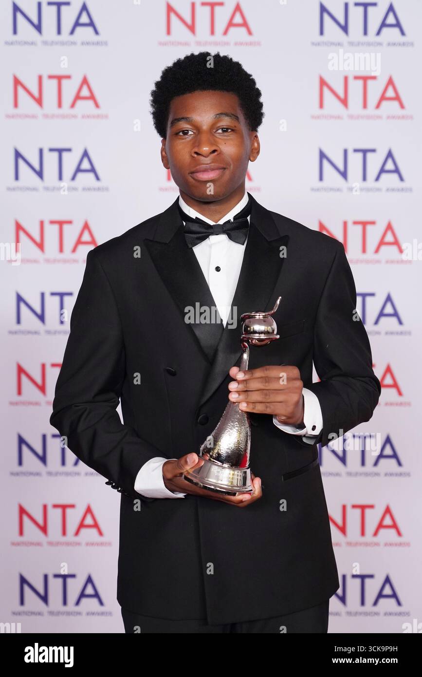 Amari Bacchus in the press room after Adolescence won the New Drama ...
