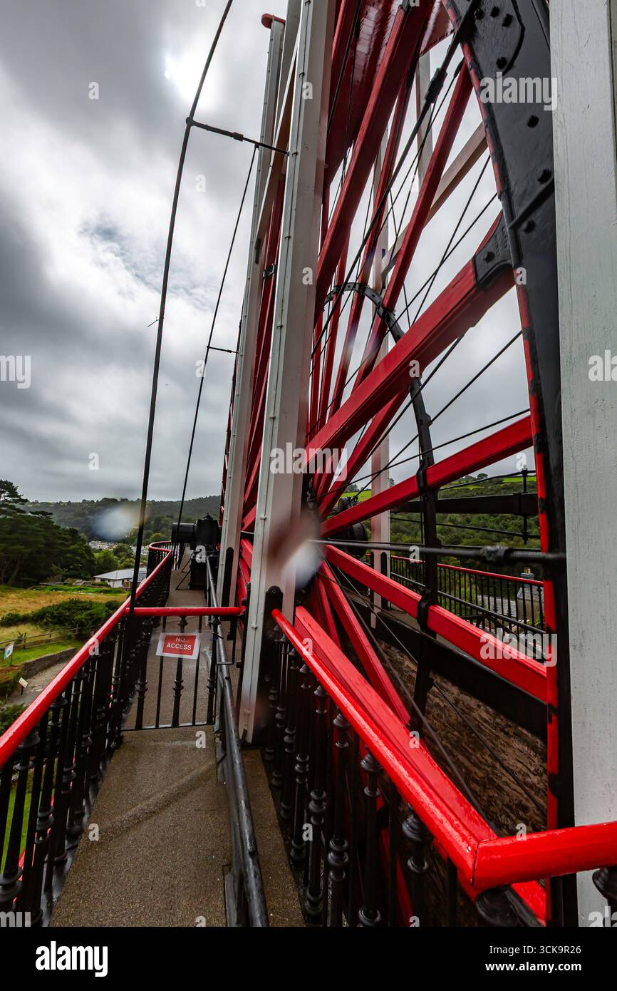 Laxey, Isle of Man 08,05,2023 Large red and white wheel with a red rim ...