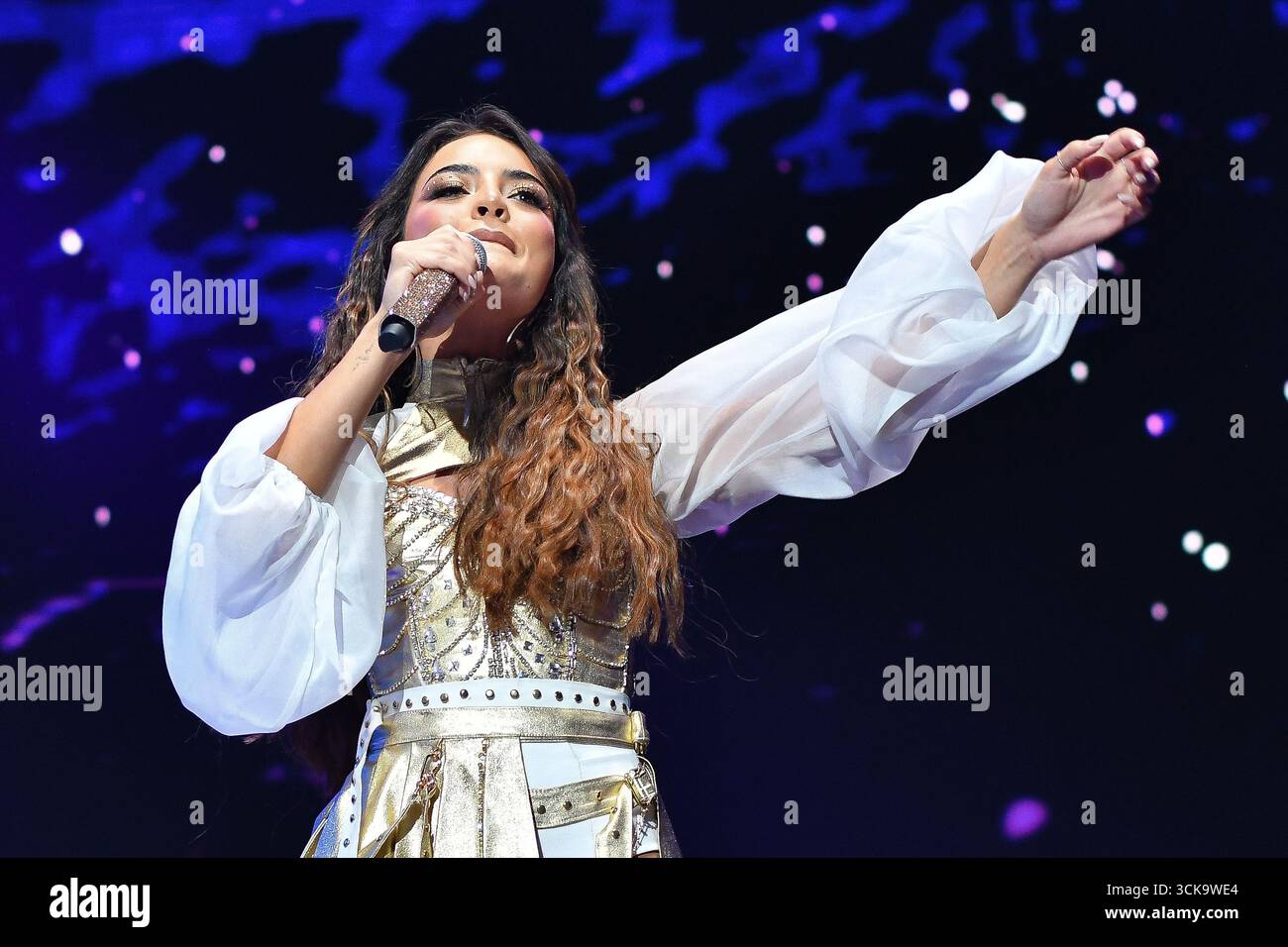 Singer María Jose Vargas of the group La Reina del Flow performs during ...