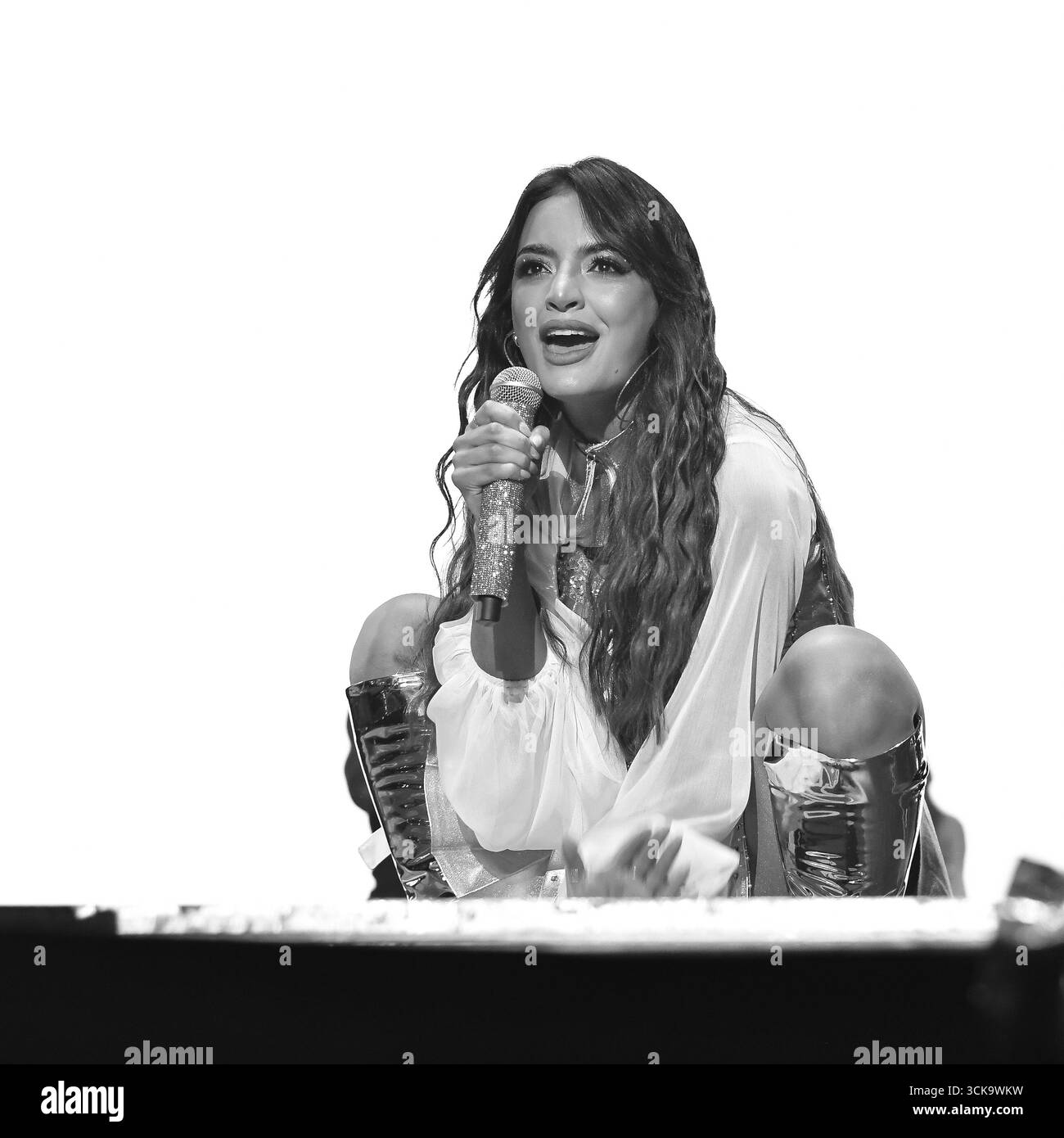 Singer María Jose Vargas of the group La Reina del Flow performs during ...