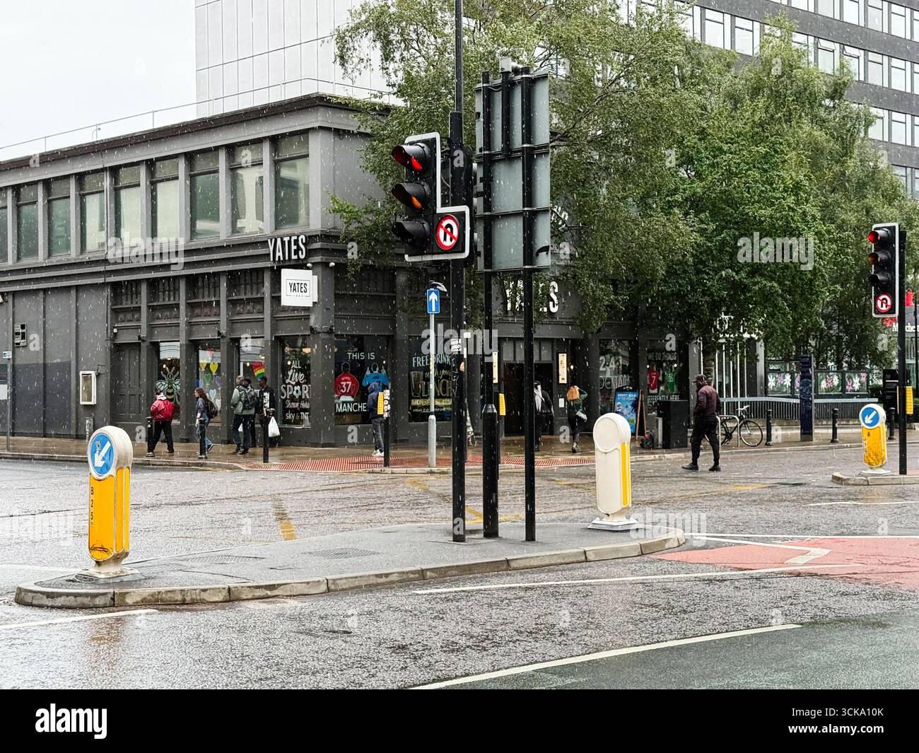 Manchester, UK - September 10, 2025: Rainy day street view in ...