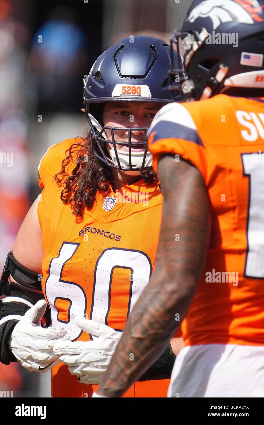 Denver Broncos center Luke Wattenberg (60) during a timeout against the ...