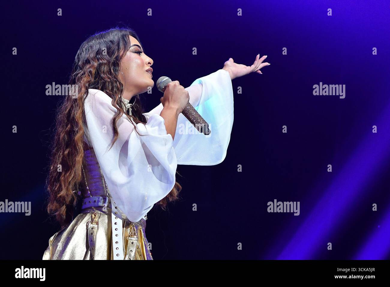 Singer María Jose Vargas of the group La Reina del Flow performs during ...
