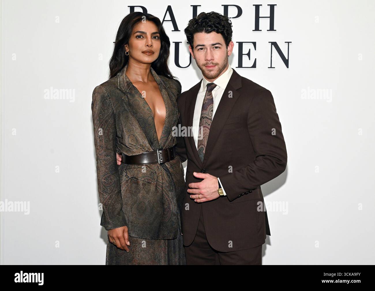 Priyanka Chopra Jonas, left, and Nick Jonas attend the Ralph Lauren ...