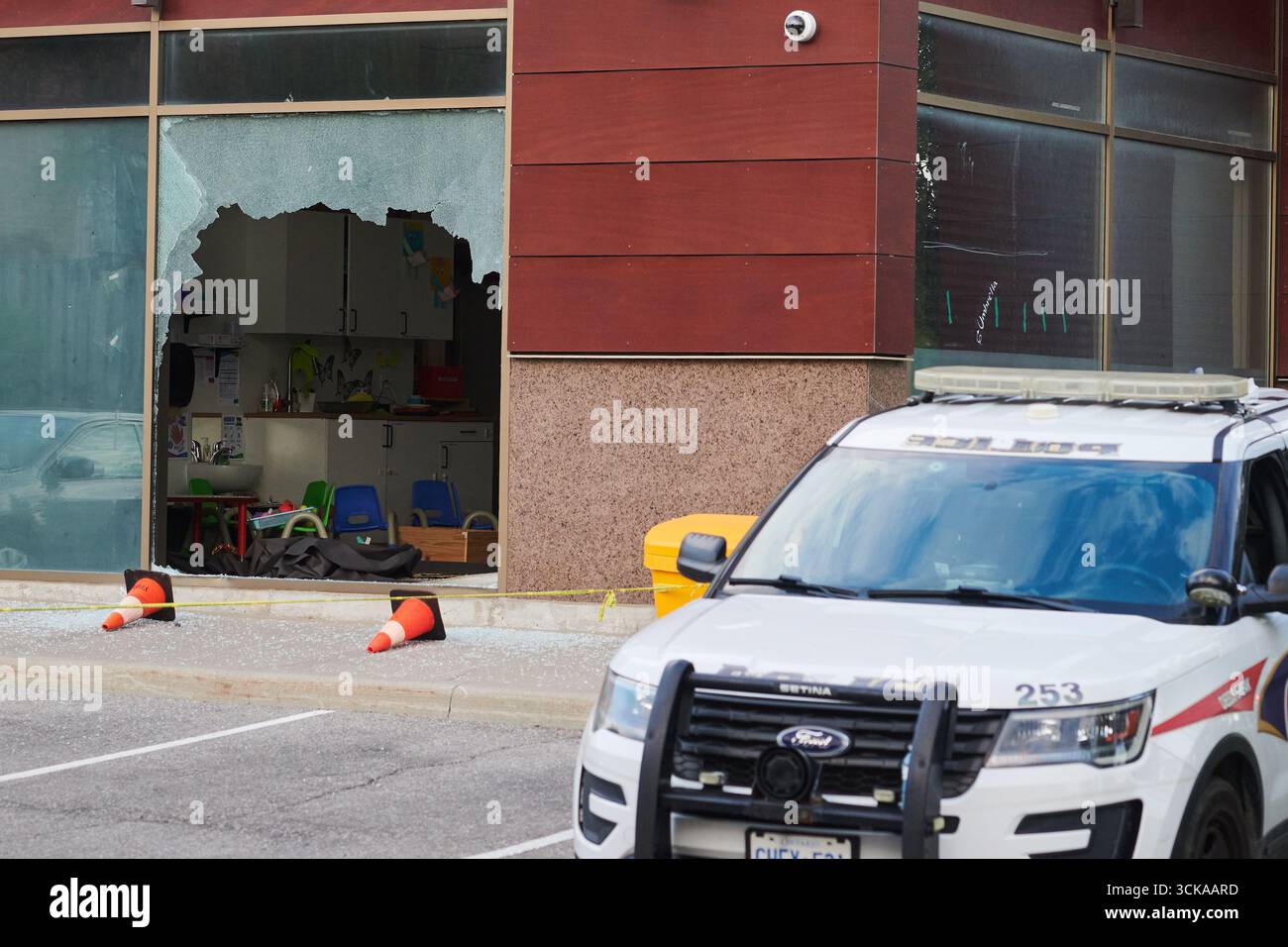 Police block off First Roots Early Education Academy after a car drove ...