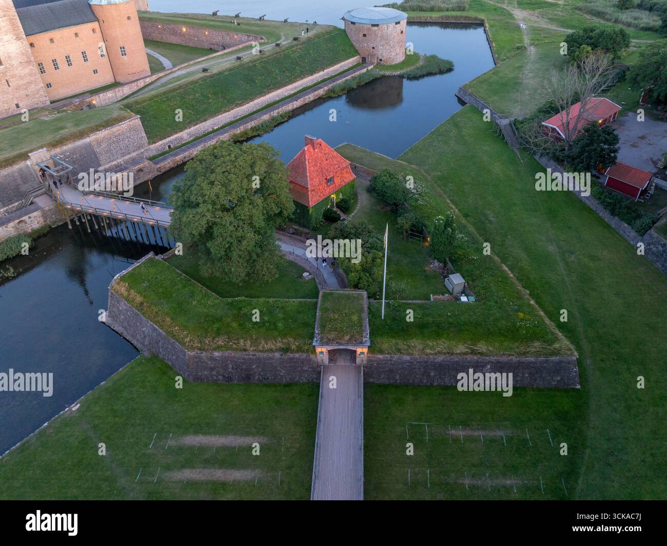 View of triangle shape ravelin protecting the gate of Kalmar castle ...
