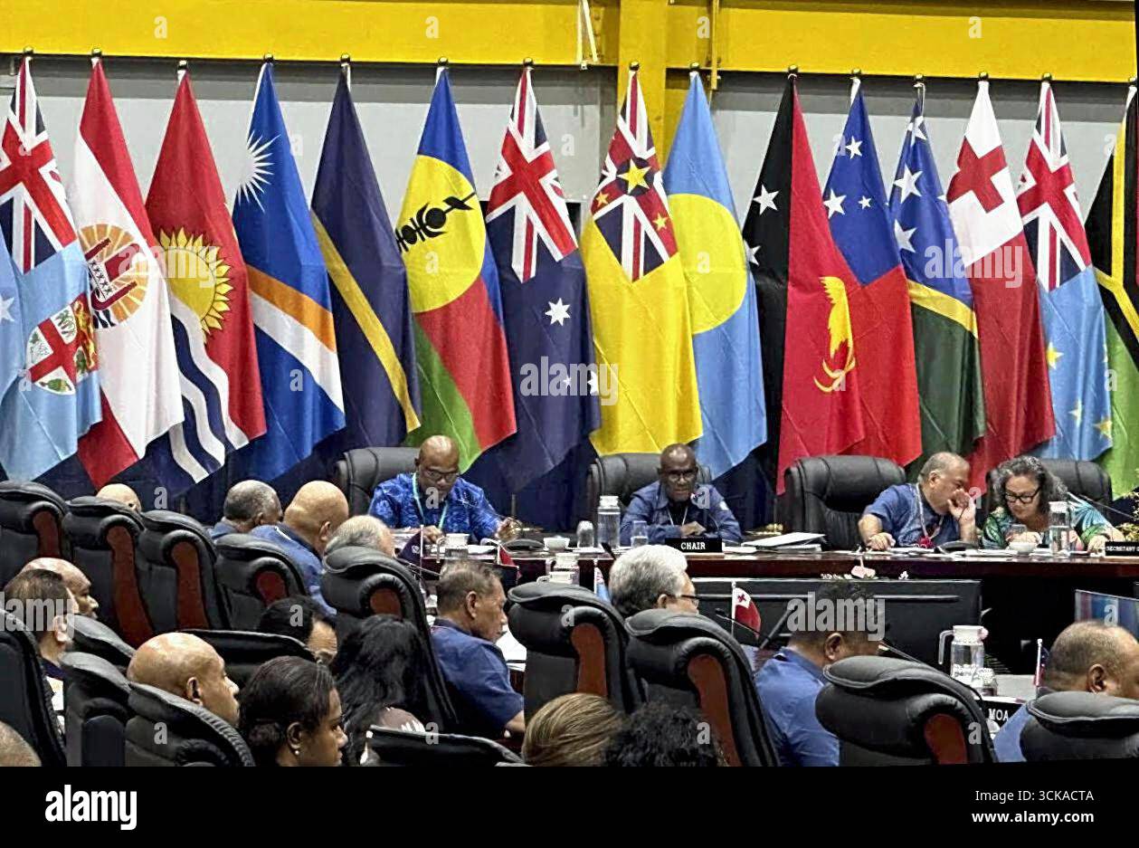 Leaders attend the PIF, Pacific Islands Forum, summit in Honiara, the ...
