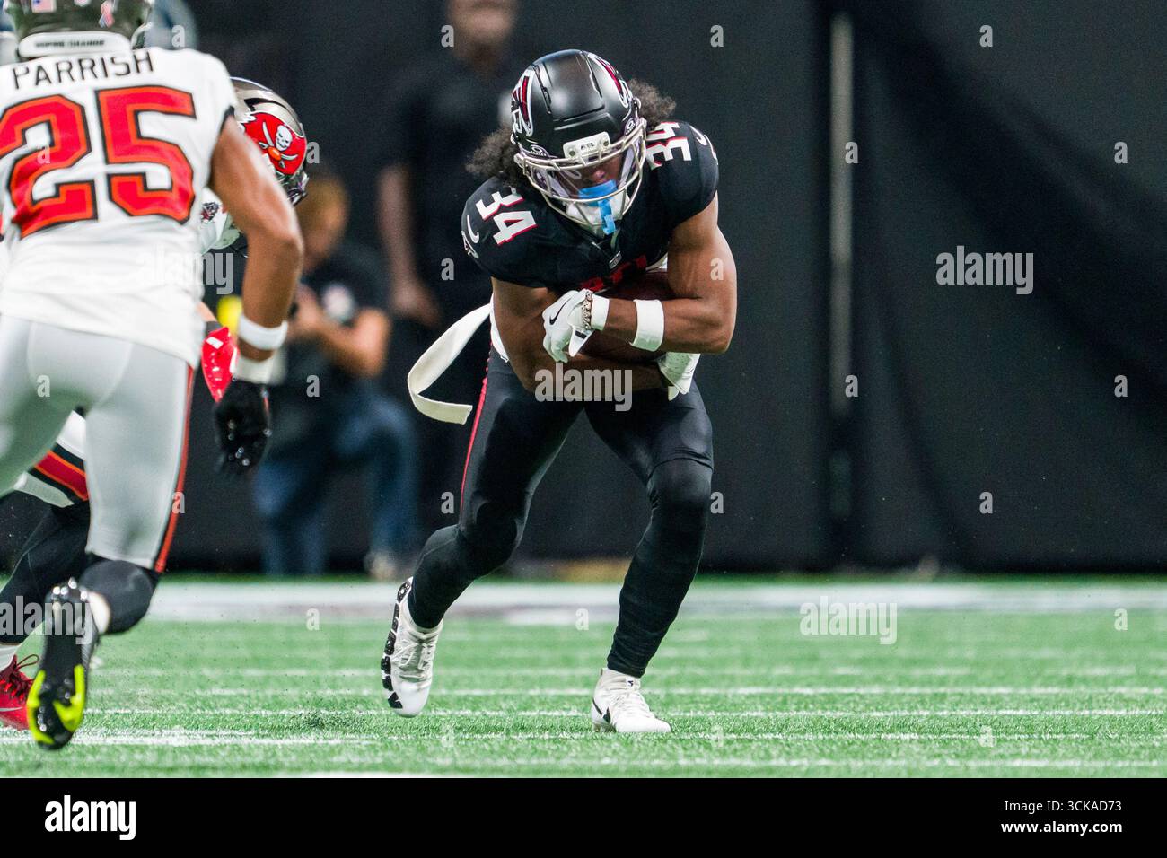 Atlanta Falcons wide receiver Ray-Ray McCloud III (34) runs the ball ...