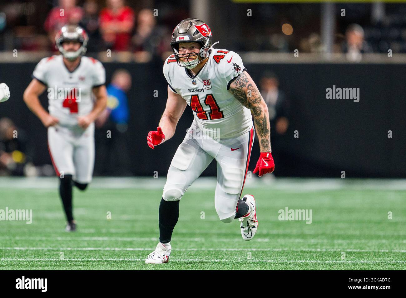 Tampa Bay Buccaneers tight end Ko Kieft (41) works during the first ...