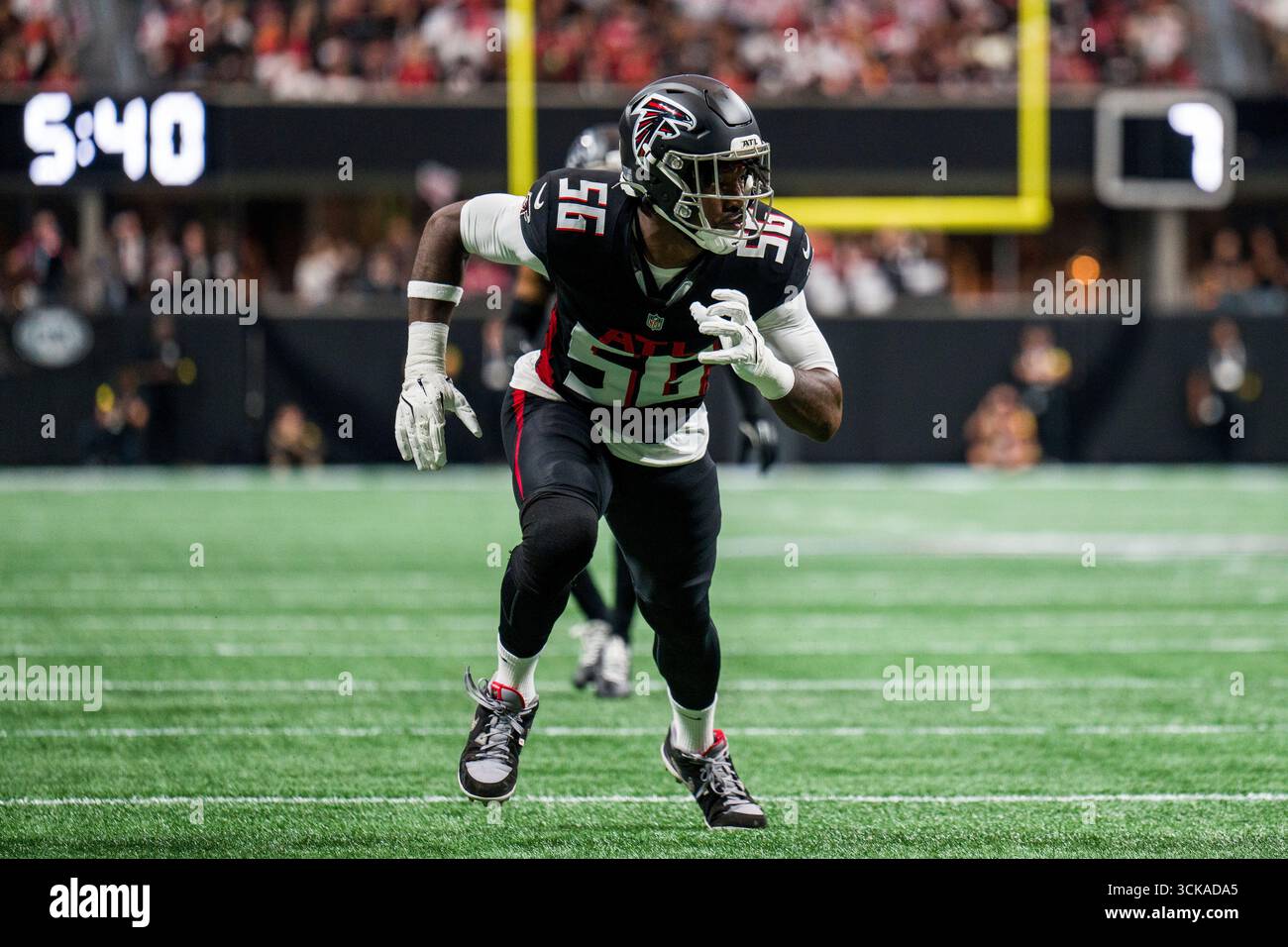 Atlanta Falcons defensive end Leonard Floyd (56) works during the first ...