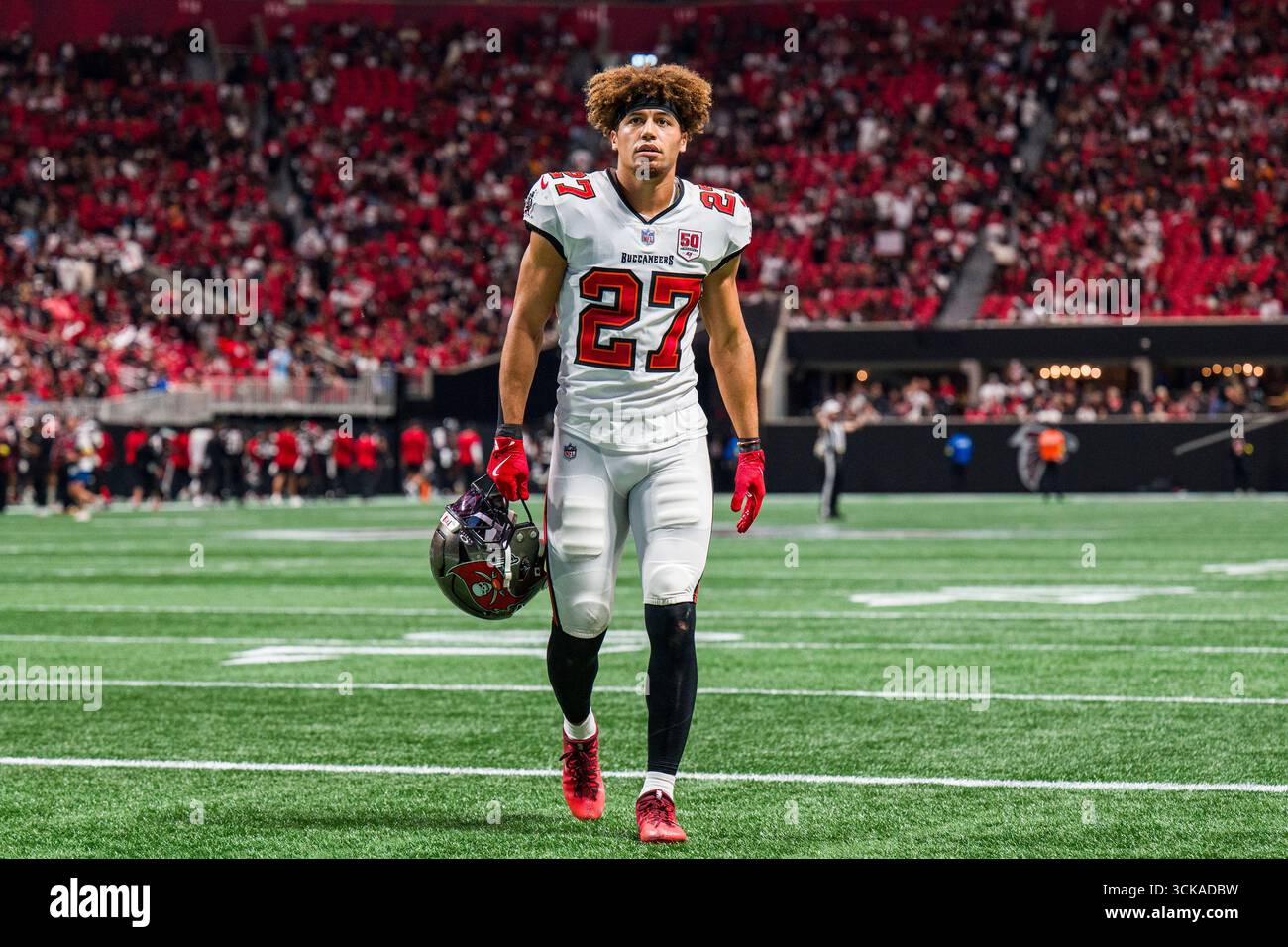 Tampa Bay Buccaneers cornerback Zyon McCollum (27) walks off the field ...