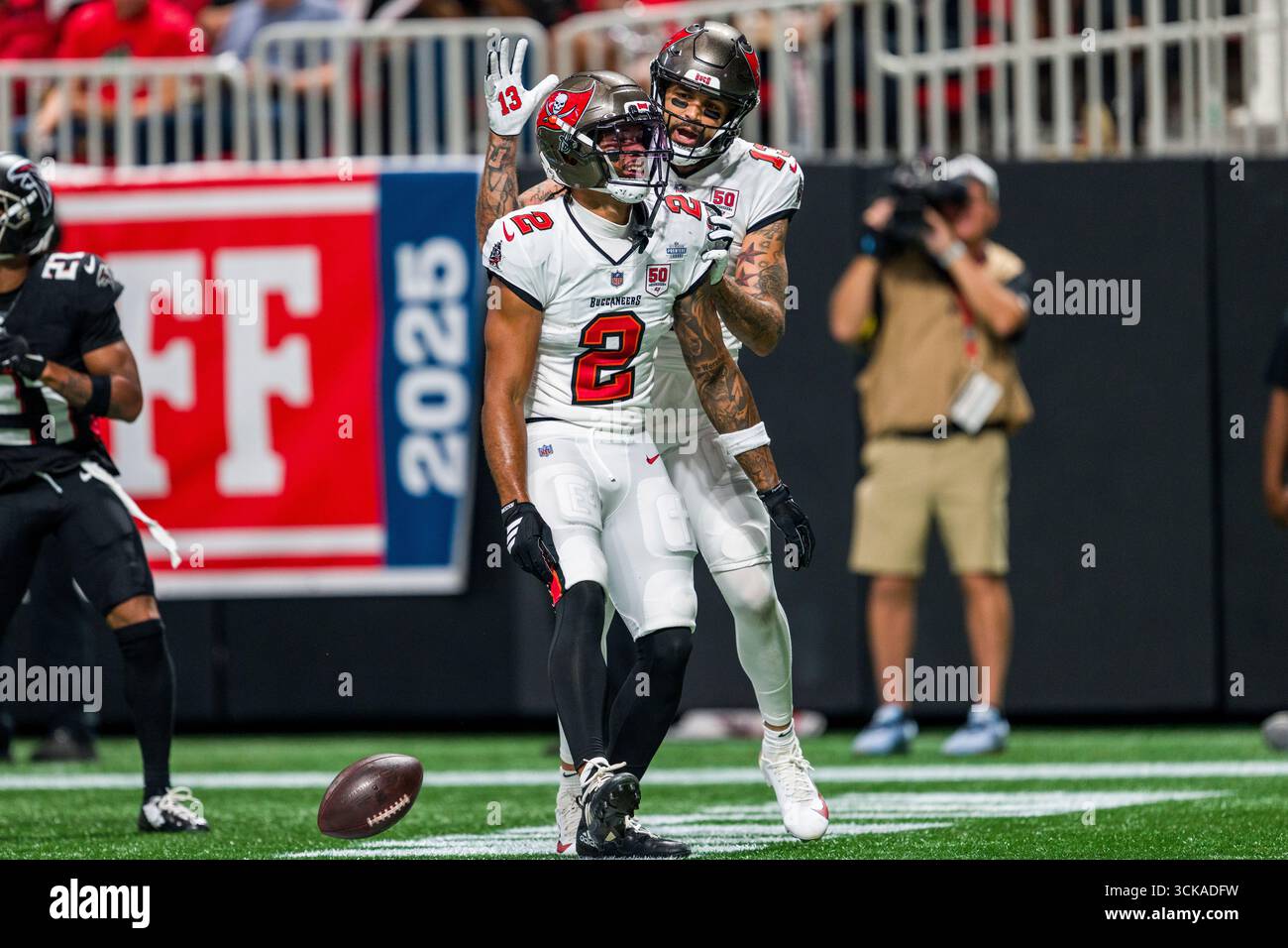 Tampa Bay Buccaneers wide receiver Emeka Egbuka (2) celebrates a ...