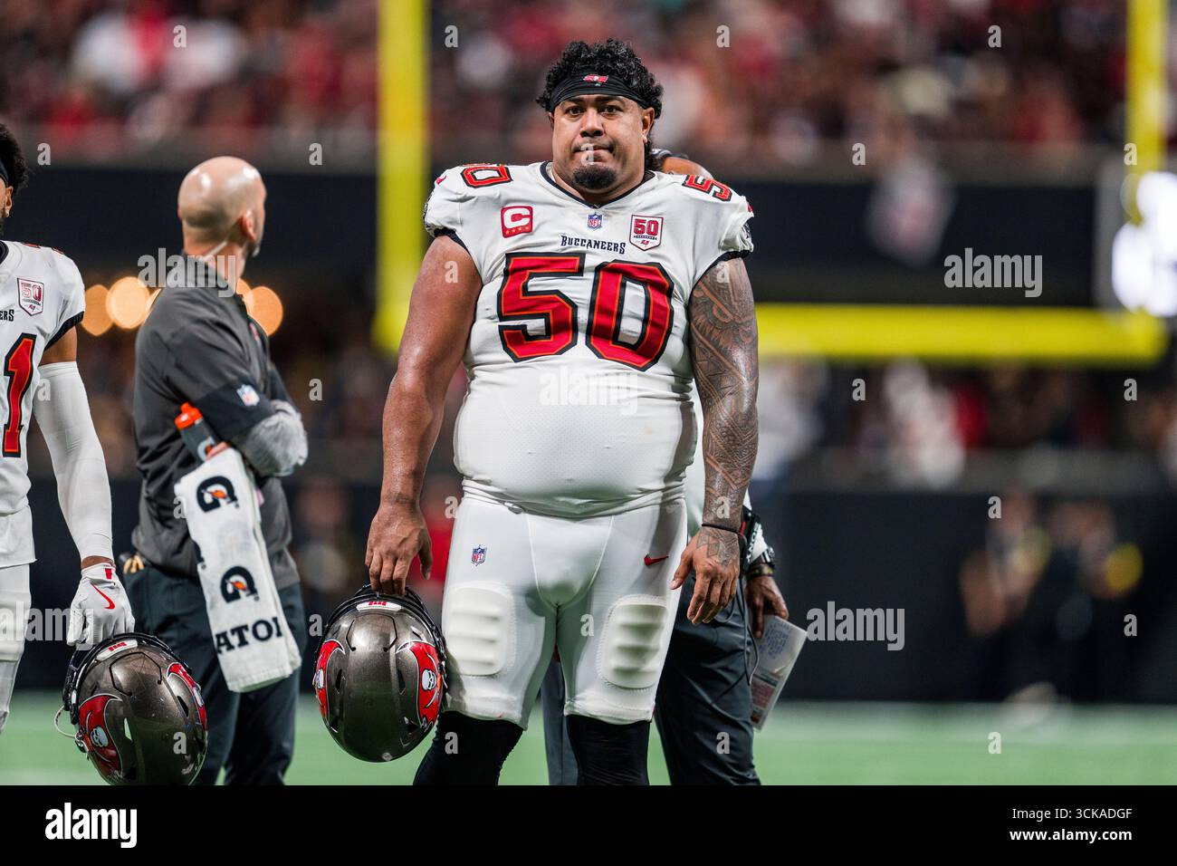 Tampa Bay Buccaneers defensive tackle Vita Vea (50) waits during the ...