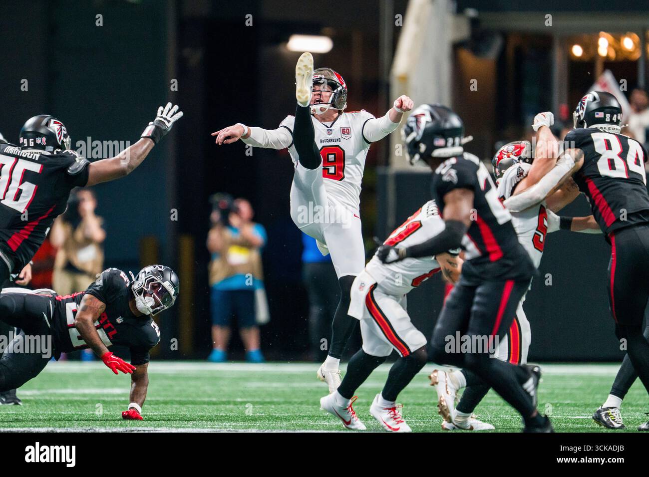 Tampa Bay Buccaneers punter Riley Dixon (9) punts during the second ...