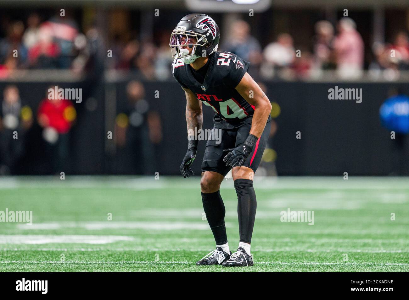 Atlanta Falcons cornerback A.J. Terrell Jr. (24) lines up during the ...
