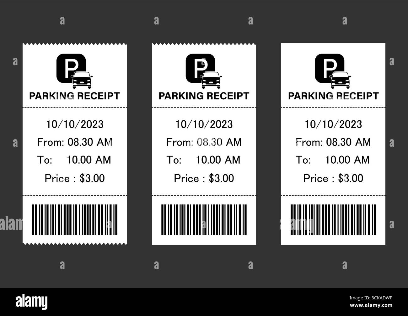 Parking Receipt or Parking Ticket. Vector Illustration Stock Vector ...