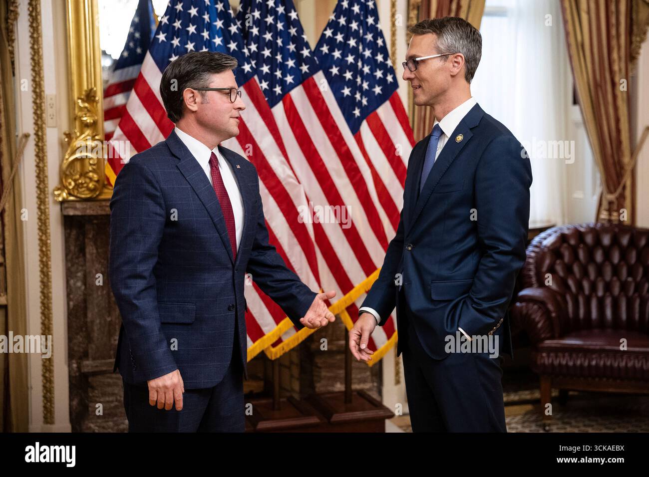 Rep. James Walkinshaw (D-Va.), right, is seen with House Speaker Mike ...