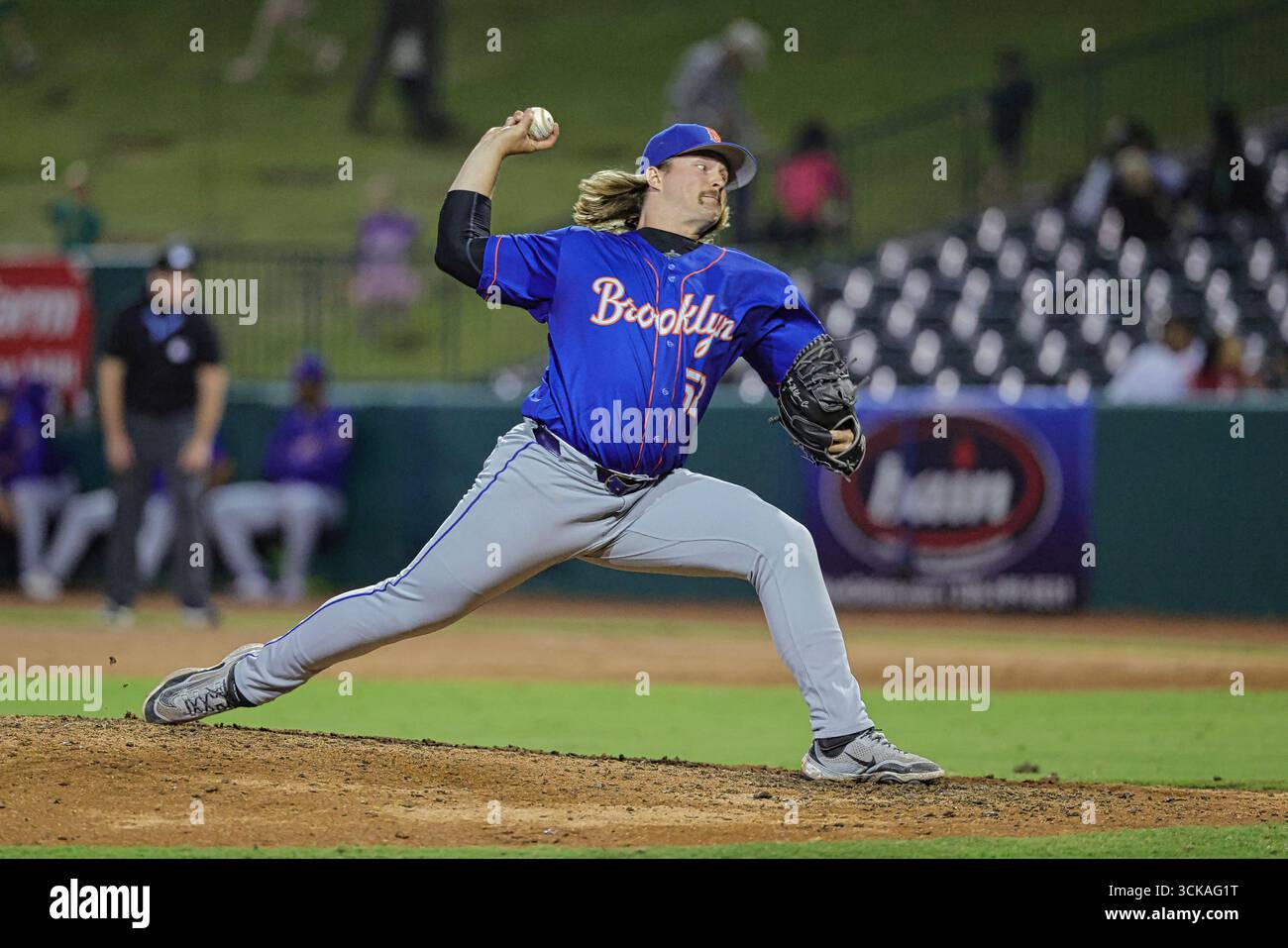 Greensboro, NC: Brooklyn Cyclones pitcher Dakota Hawkins (52) delivers ...