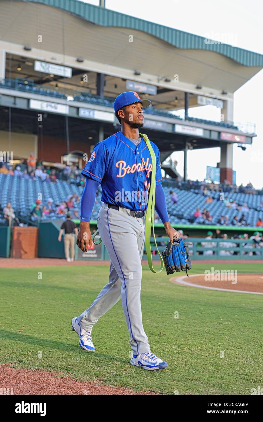 Greensboro, NC: Brooklyn Cyclones pitcher Cristofer Gomez (10) enters ...