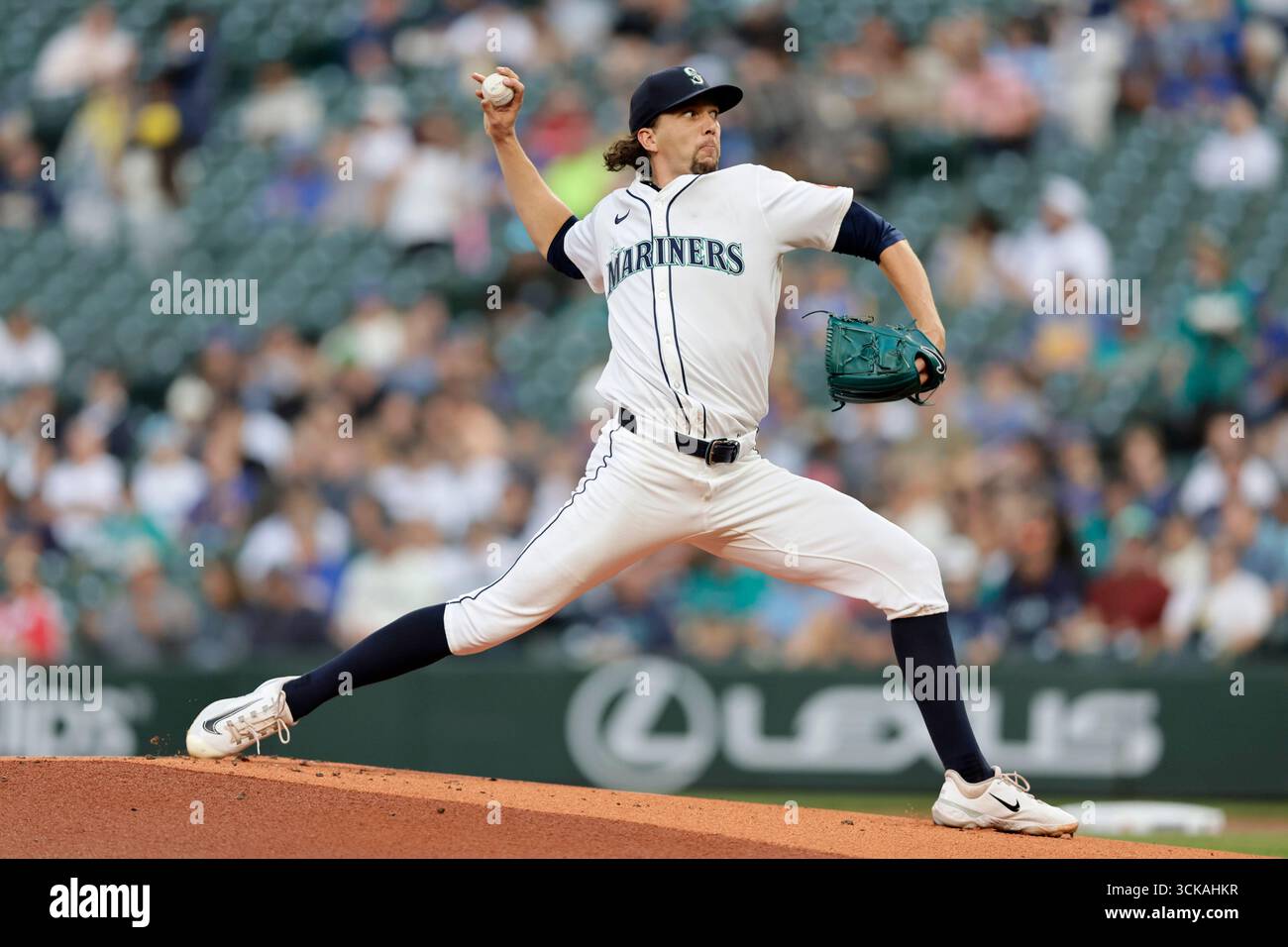 Seattle Mariners starting pitcher Logan Gilbert throws against the St ...