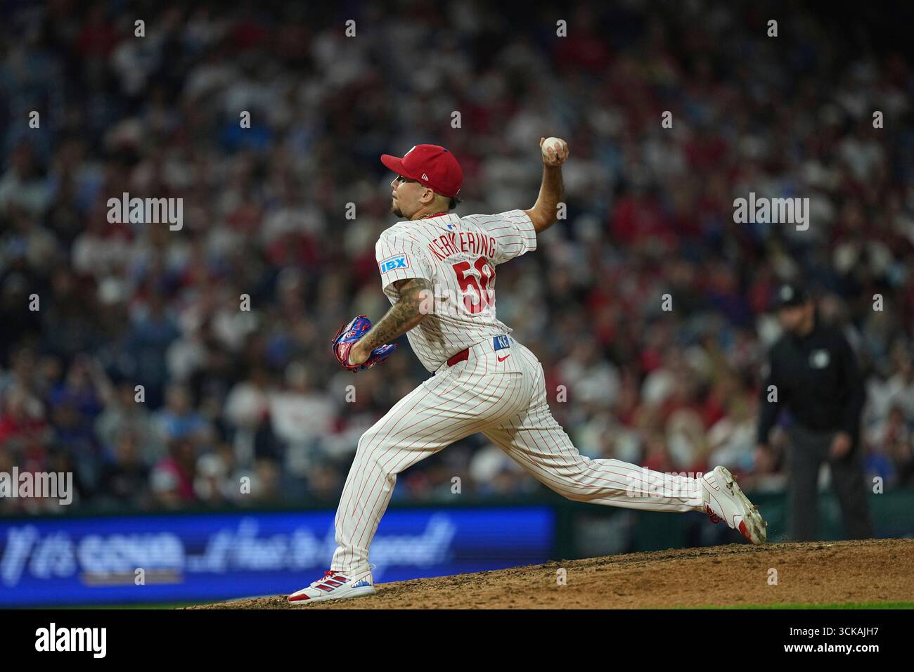 Philadelphia Phillies pitcher Orion Kerkering during the seventh inning ...
