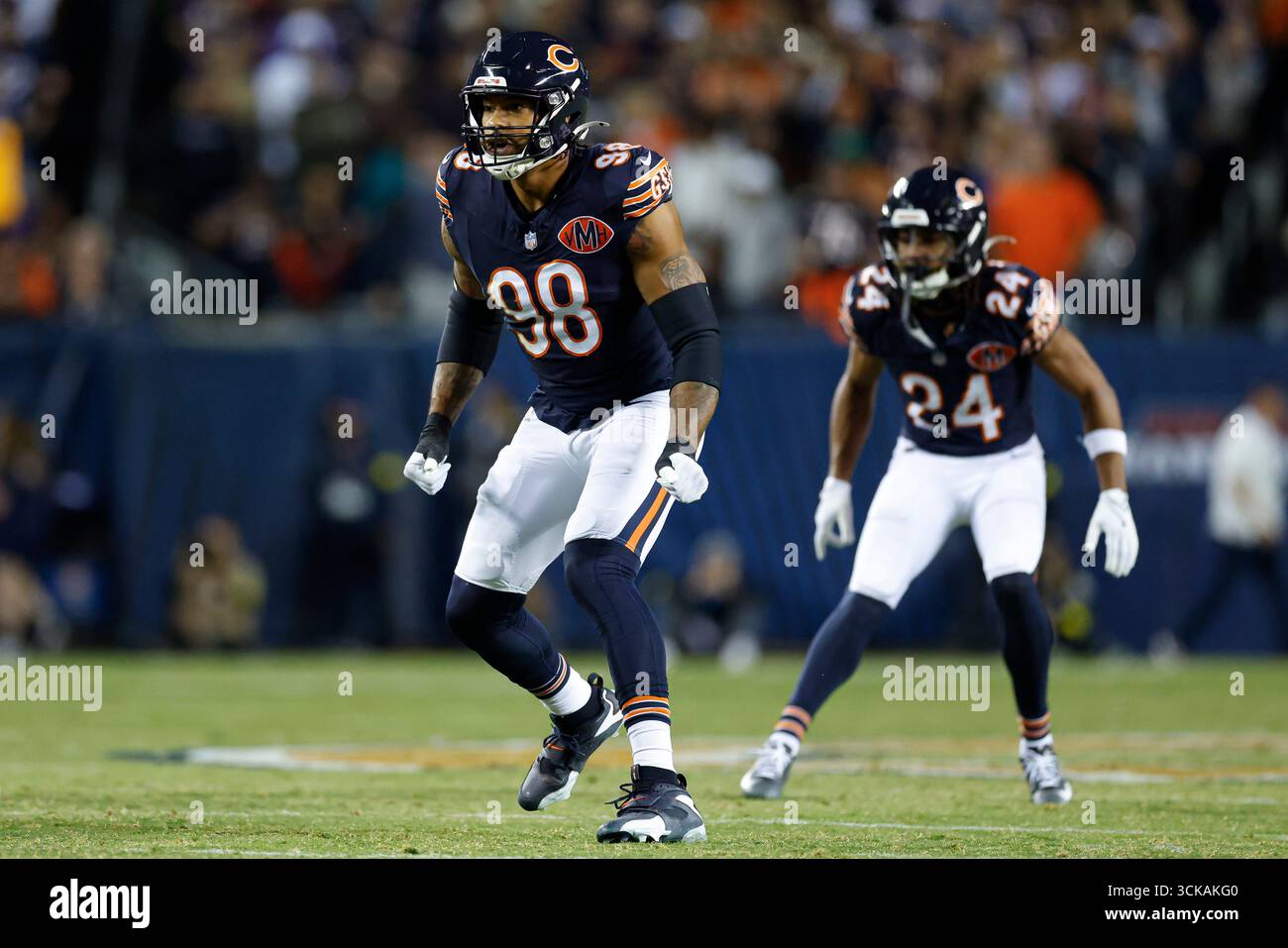 Chicago Bears defensive end Montez Sweat (98) runs on the field during ...