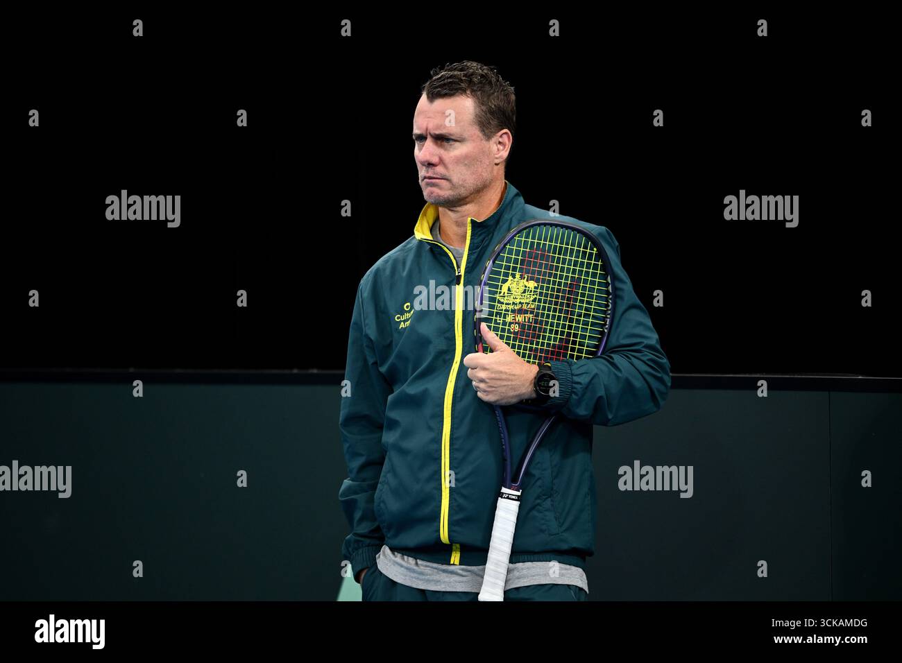 Australia team captain Lleyton Hewitt watches on during a Davis Cup ...