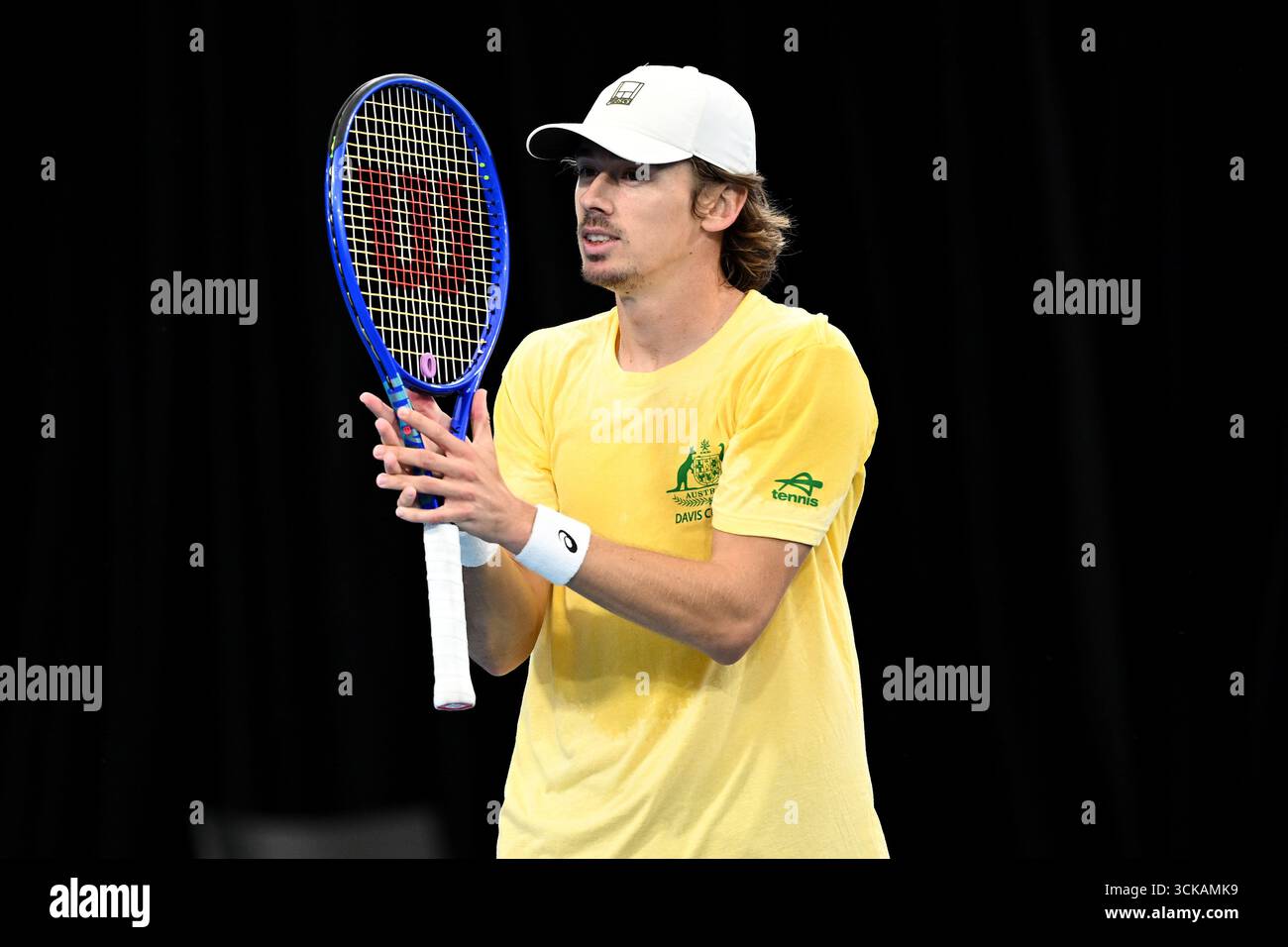 Alex de Minaur of Australia during a Davis Cup practice hit at Ken ...