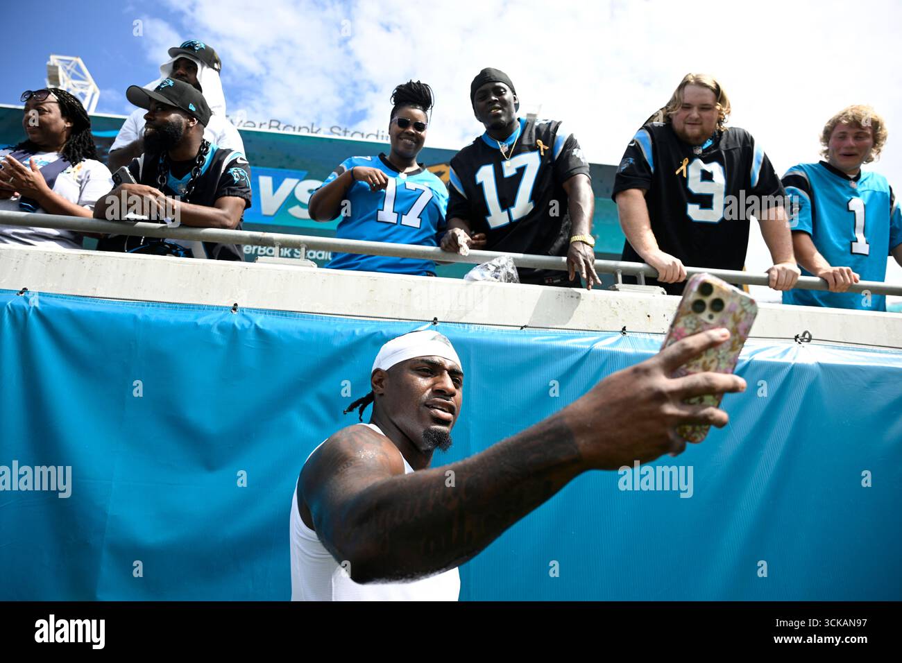 Carolina Panthers wide receiver Xavier Legette makes a selfie photo ...