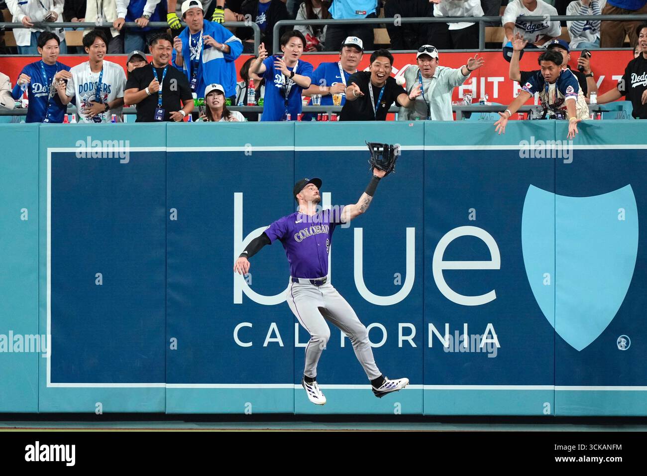Colorado Rockies center fielder Brenton Doyle makes a catch on a ball ...