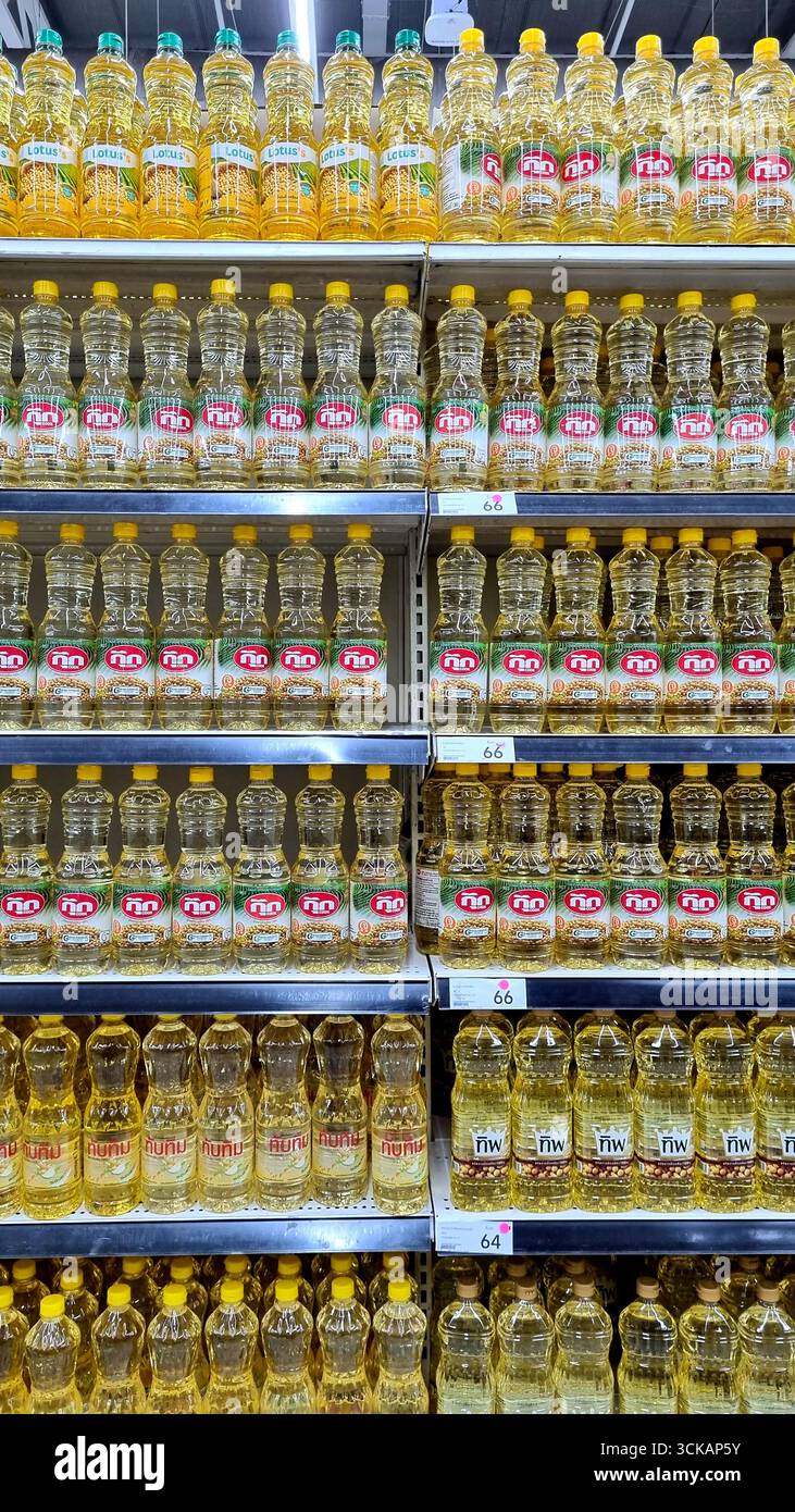Bangkok, Thailand - November 28, 2024 : View shelf of Vegetable oil ...