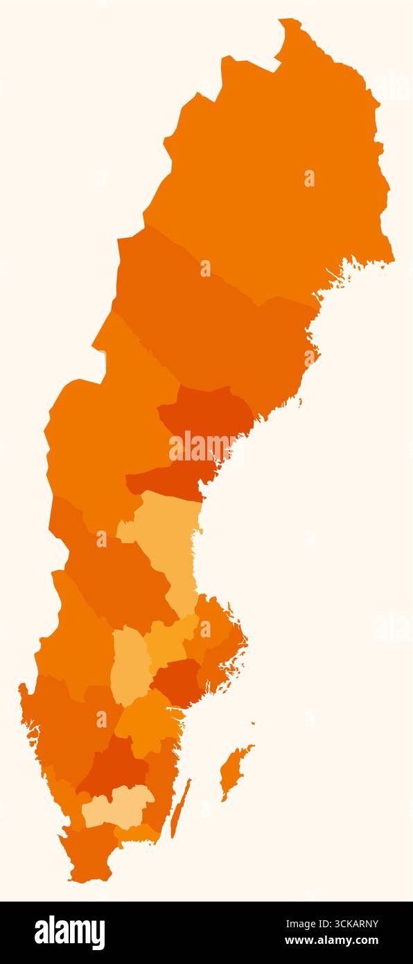 Map of Sweden with regions. Just a simple country border map with ...