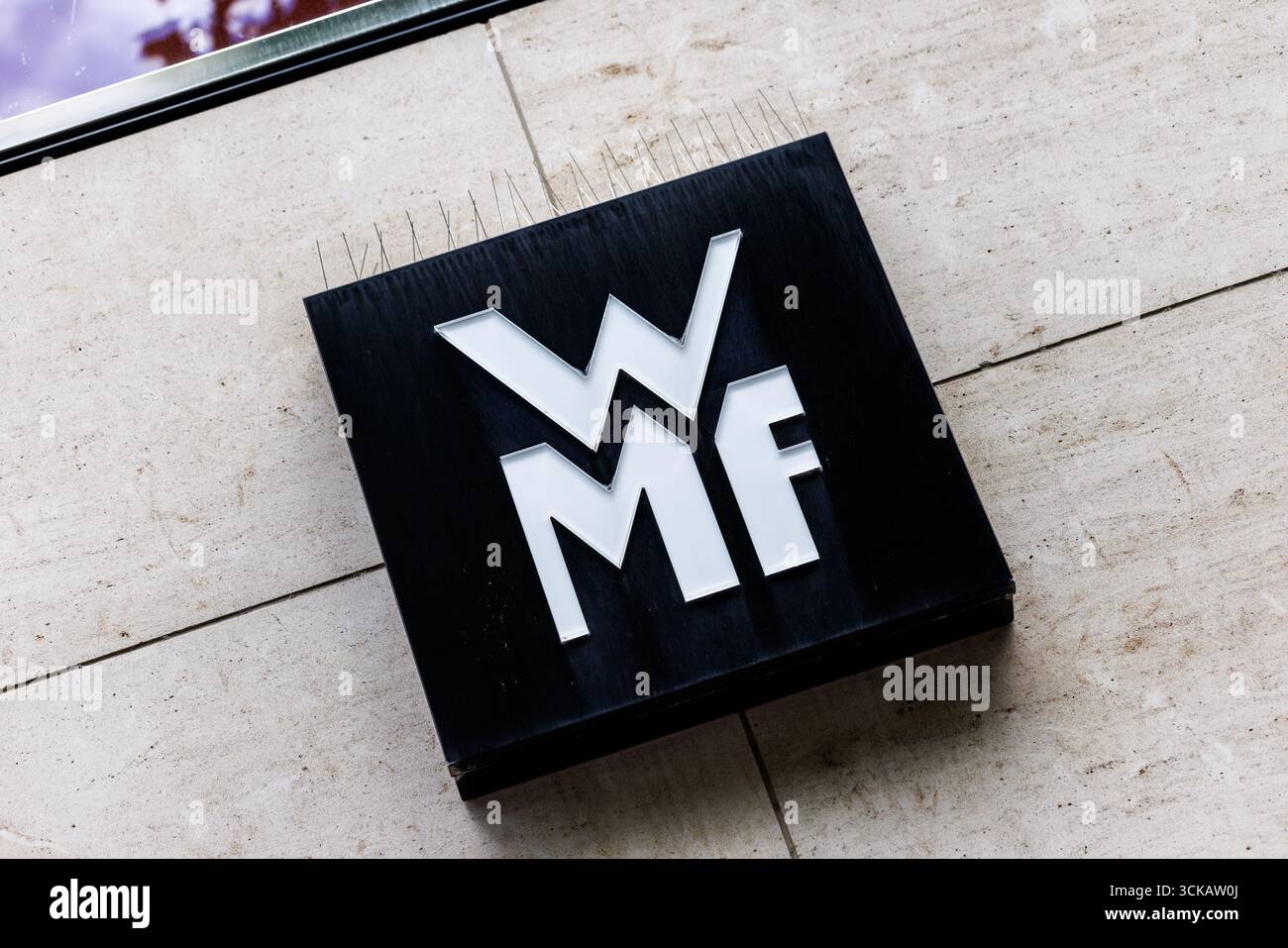 04 September 2025, Baden-Württemberg, Stuttgart: The WMF lettering and ...