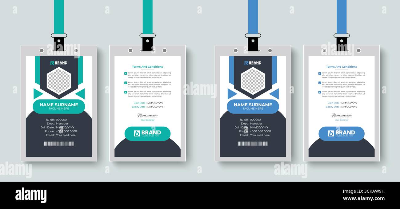 Modern shapes office employee id card or identity card design layout ...