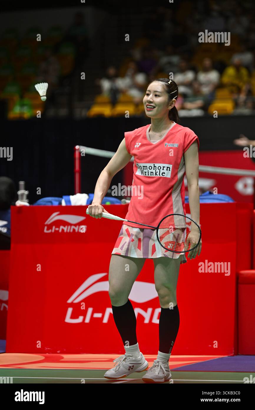 Chiharu Shida, the Japan badminton player during the match on September ...