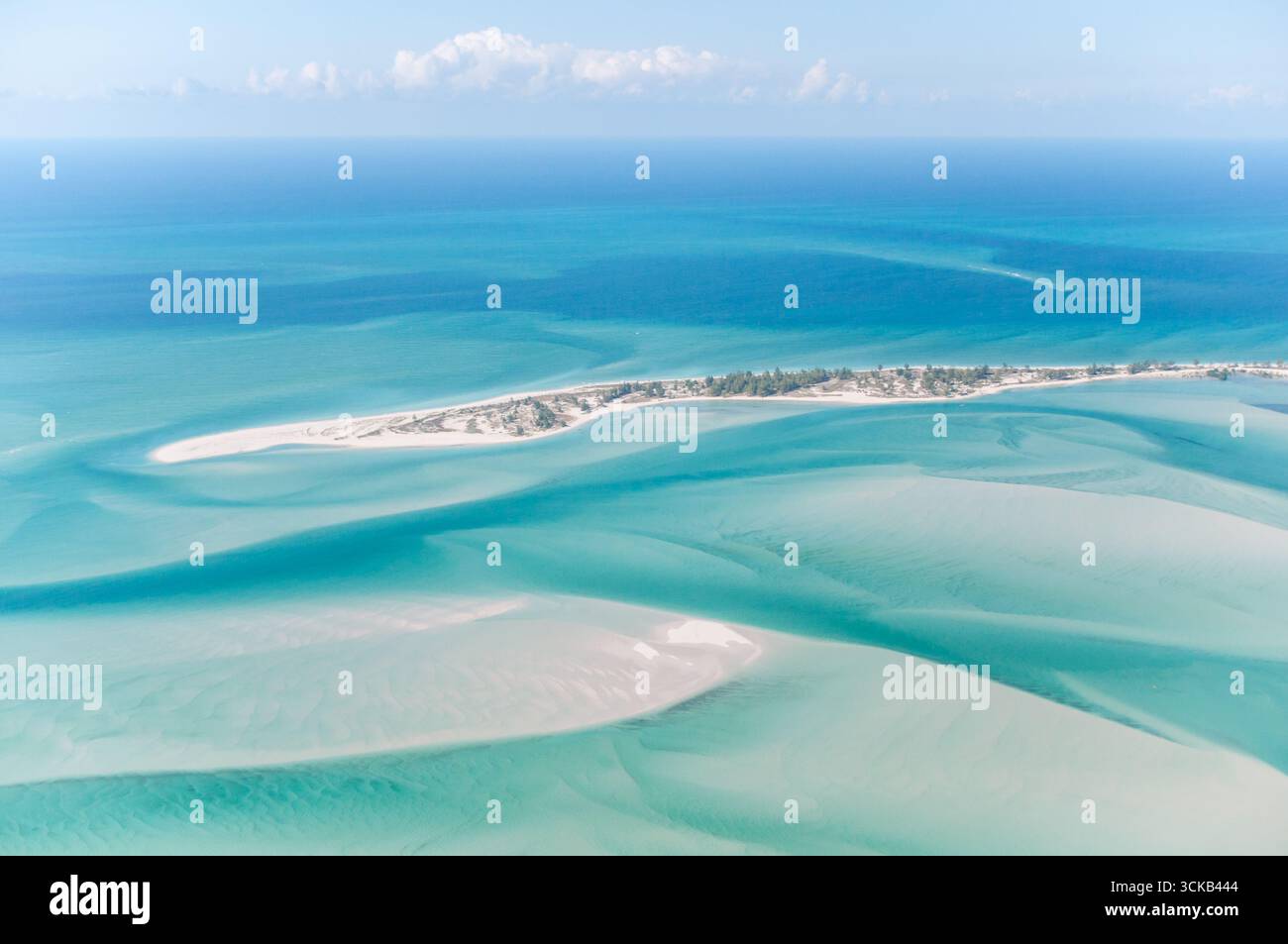 Aerial view of the Mozambique coastline taken somewhere between ...