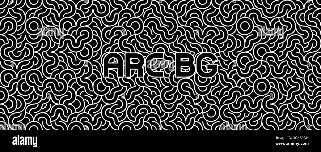 Abstract Geometric Seamless Background, Black And White Wavy Arc Line ...