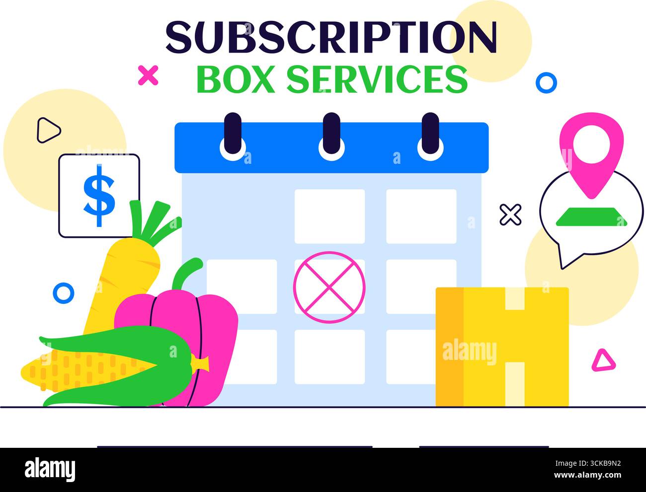 Subscription Box Services Vector Illustration featuring Product ...