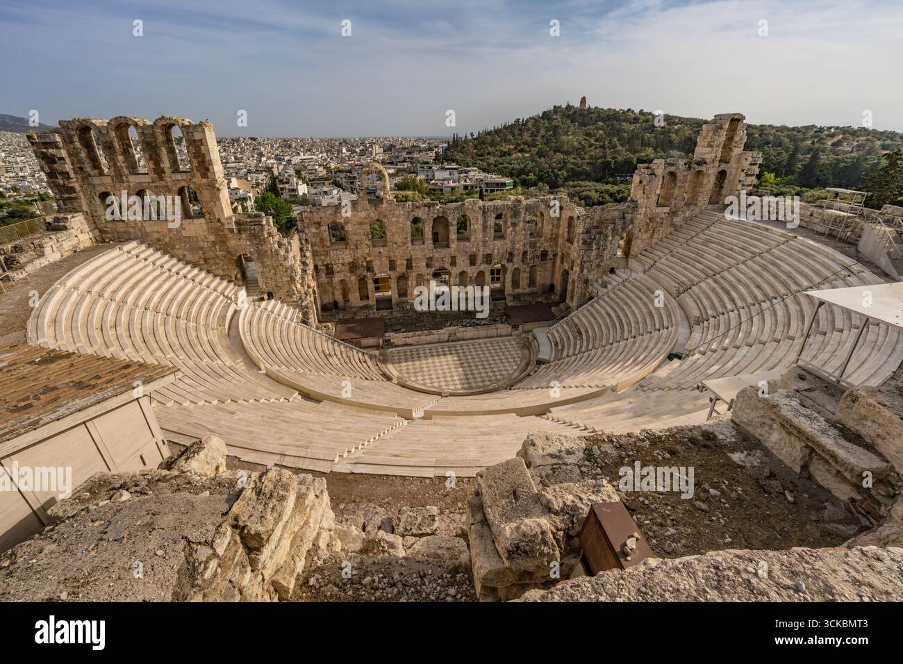 Wide view of the Odeon of Herodes Atticus, an ancient stone Roman ...
