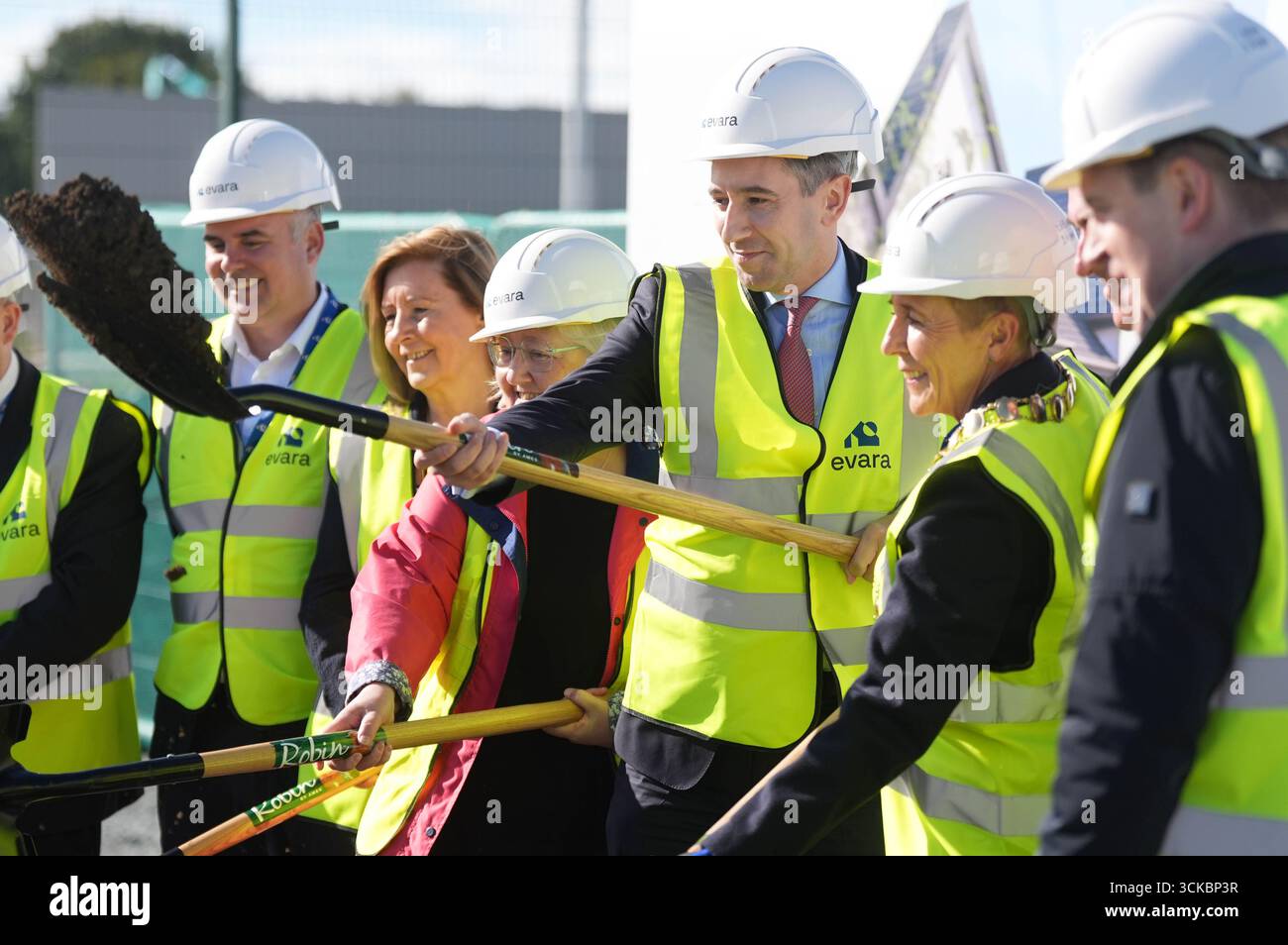 Tanaiste Simon Harris takes part in a sod turning for a 395-unit ...