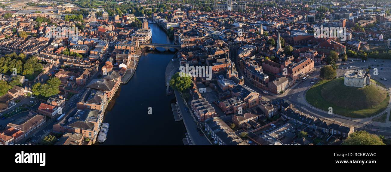 Aerial image of York showing Clifford’s Tower, River Ouse, bridges, and ...