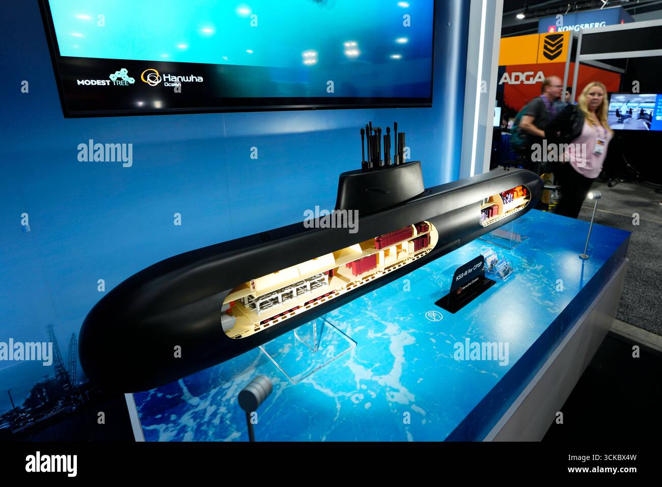 A model of a Hanwha KSS-III submarine is seen at the Canadian ...