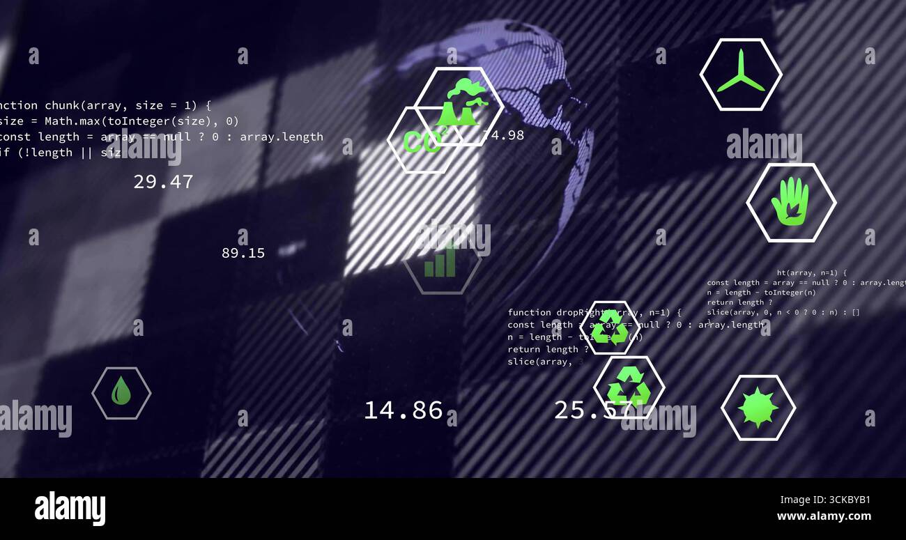 Displaying data visualization on virtual interface, with globe ...
