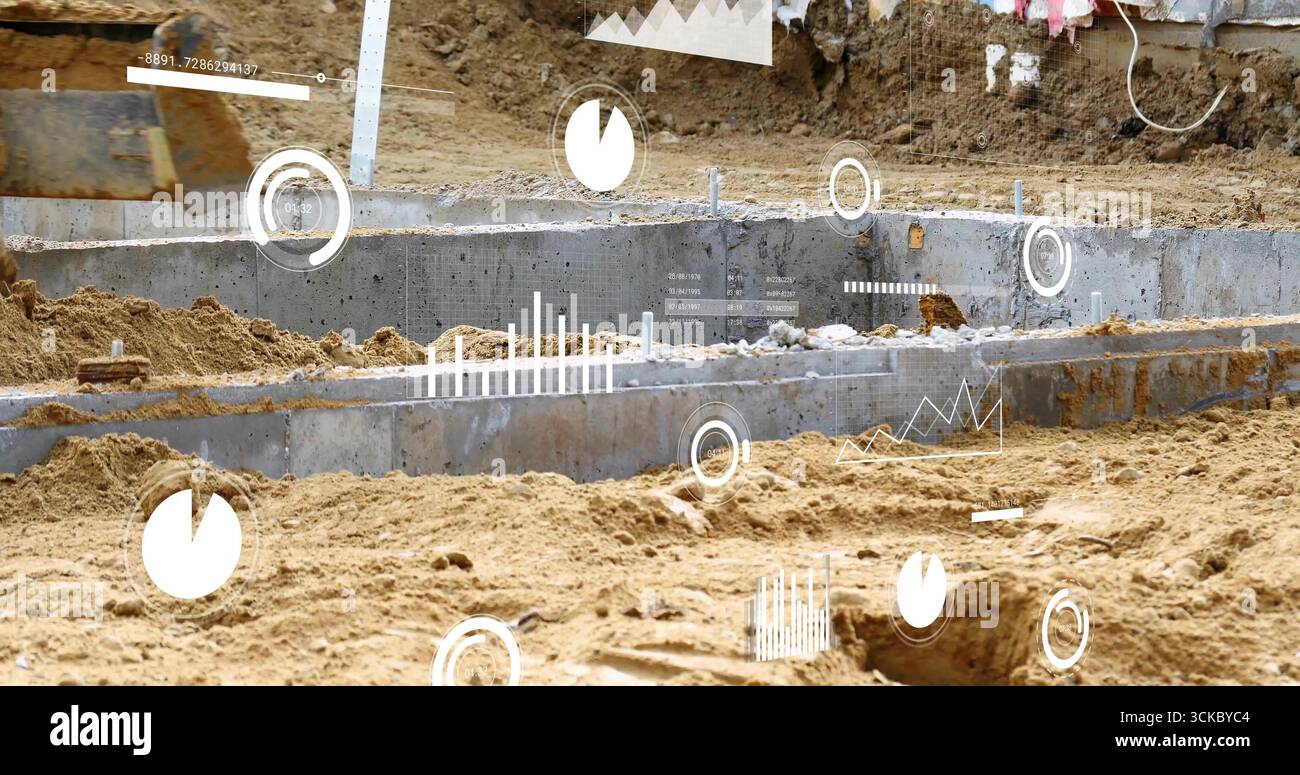Displaying AR data graphs over concrete footings with rod and excavated ...