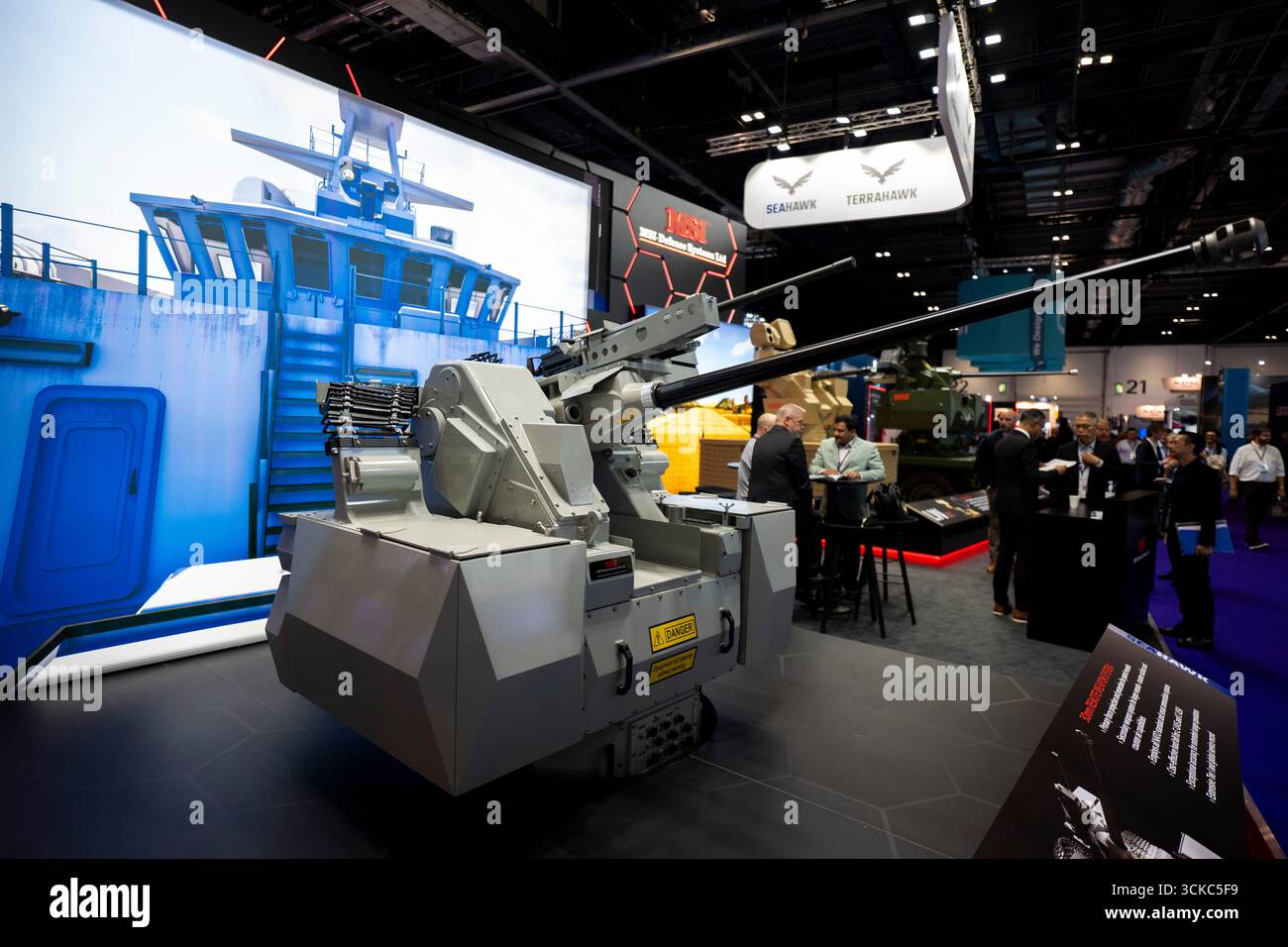 A view of one of the displays at the Defence and Security Equipment ...