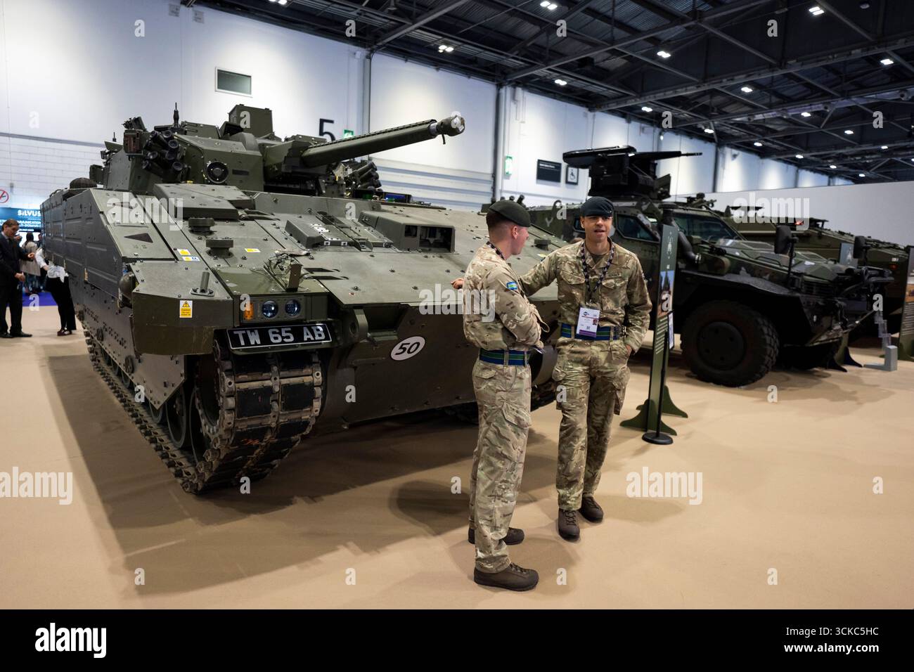 A view of one of the displays at the Defence and Security Equipment ...