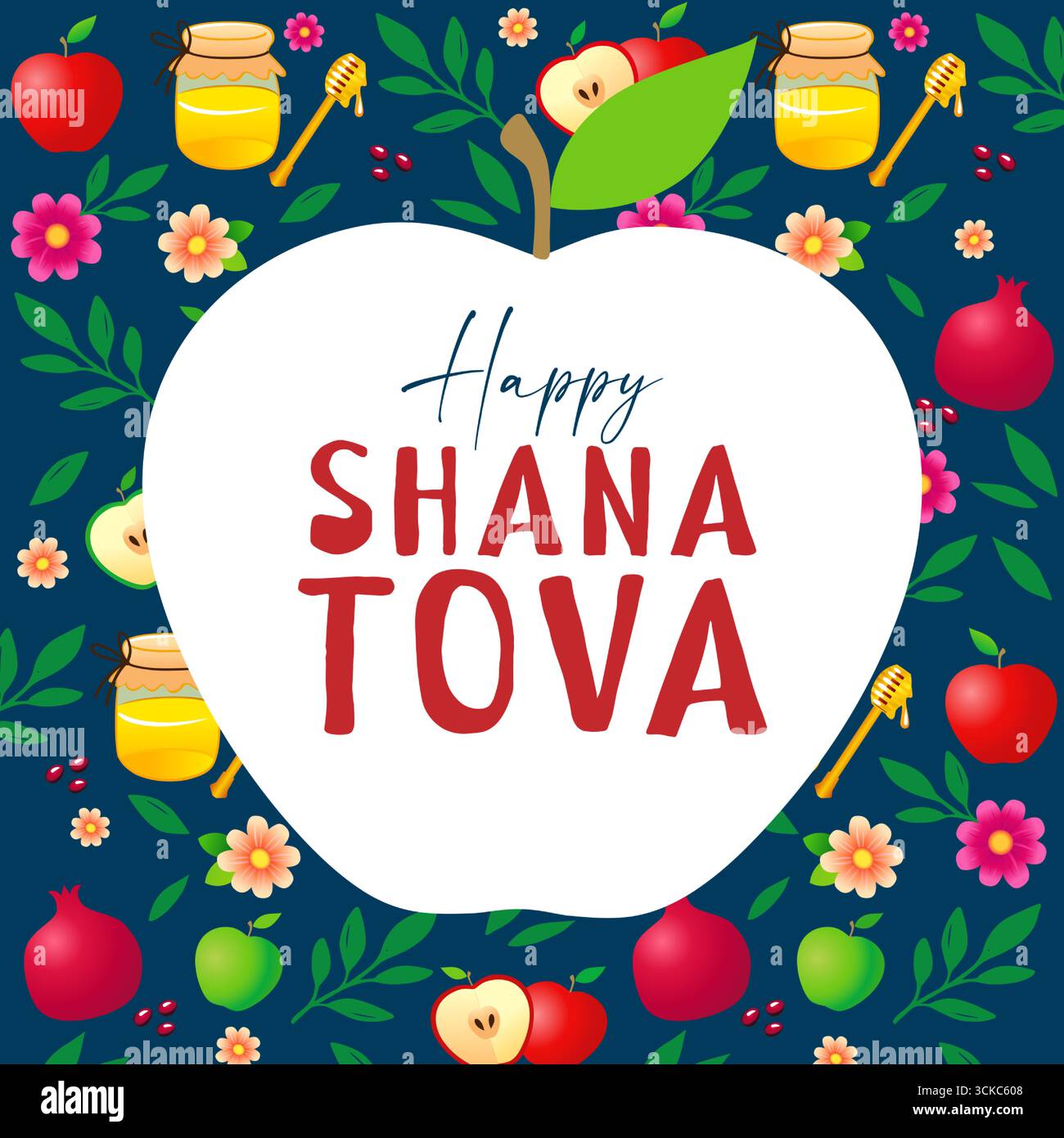 Honey on apple rosh Stock Vector Images - Alamy