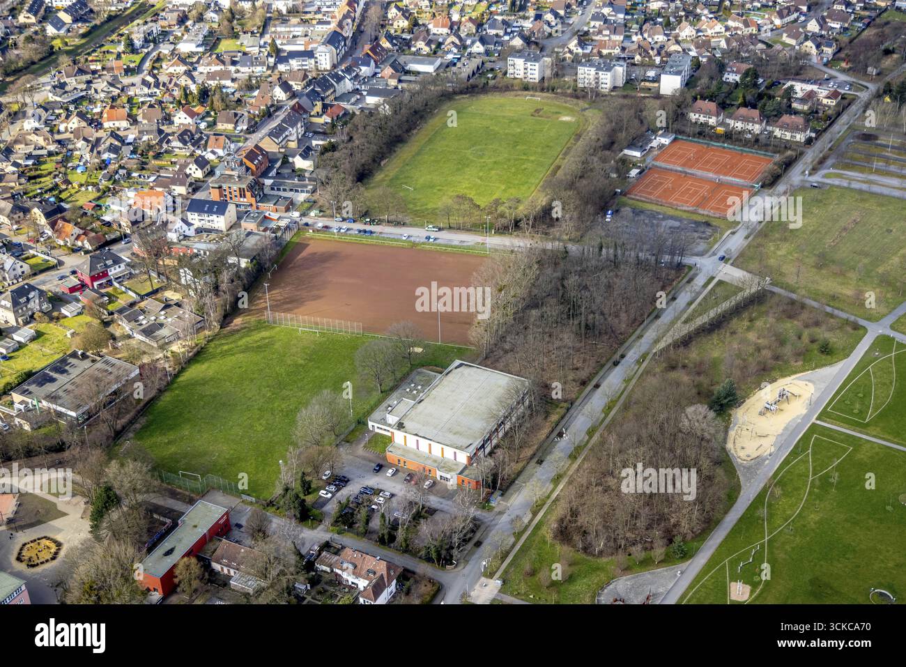 Aerial view, sports facility Glueckaufstadion Schachtstrasse with ...