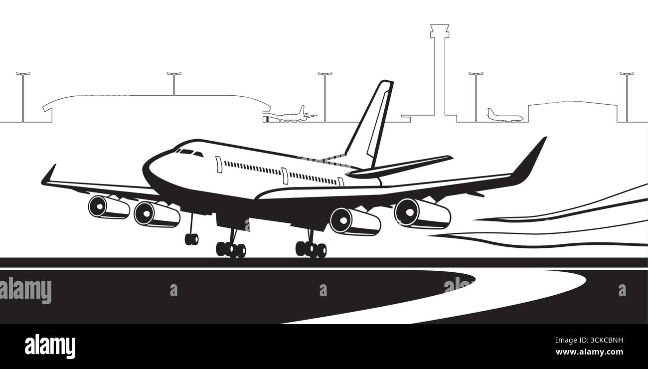Passenger airplane on landing approach Stock Vector Images - Alamy