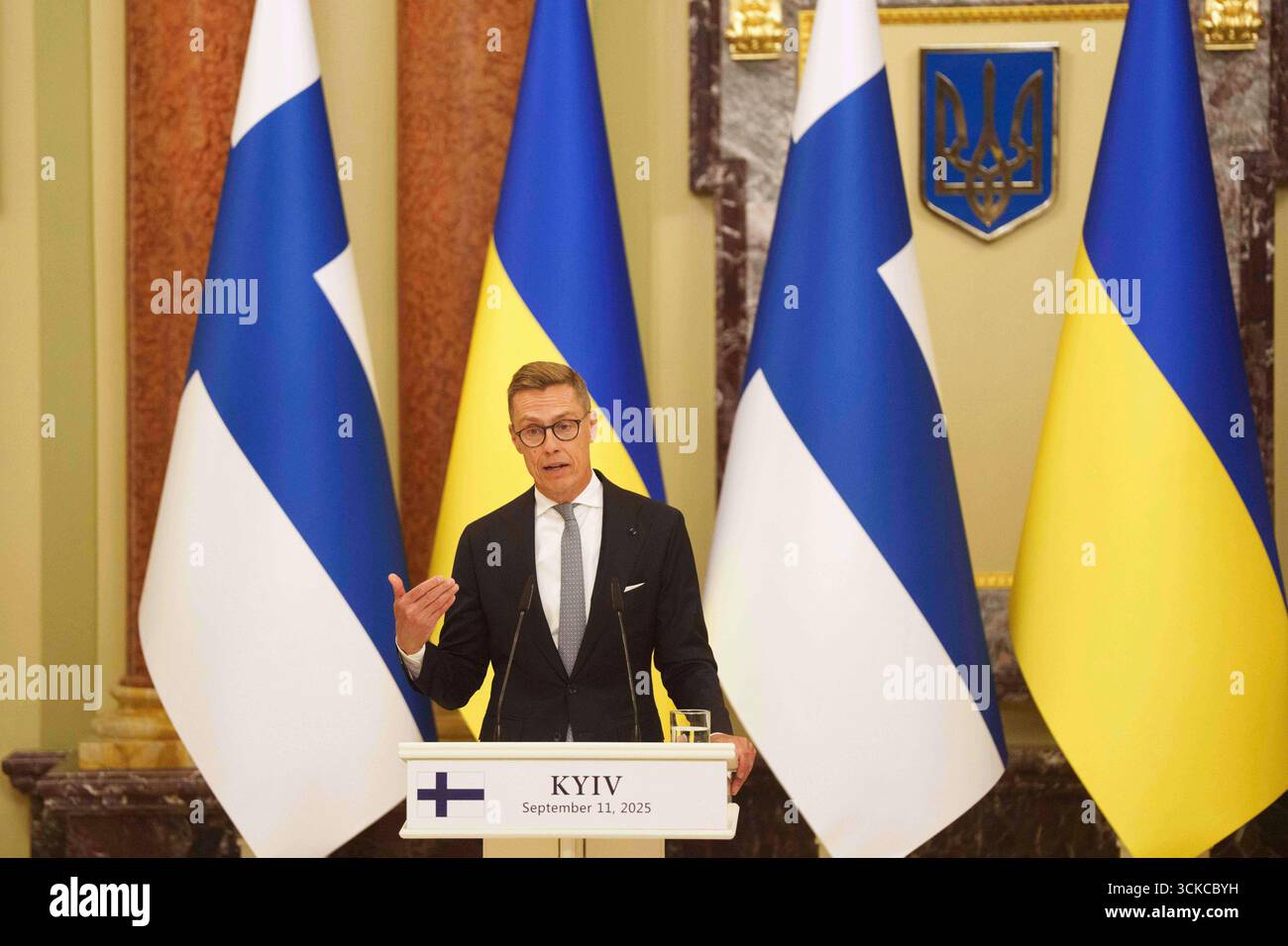 Finland's President Alexander Stubb speaks during a joint press ...